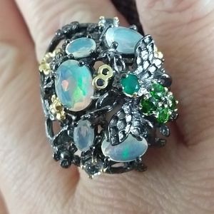 Jewelry | Incredible Genuine Opal Onix Art Ring | Poshmark